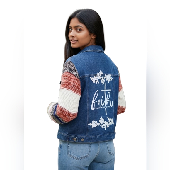 Upcycled Gemz | Jackets & Coats | Faith Can Move Mountains Floral ...